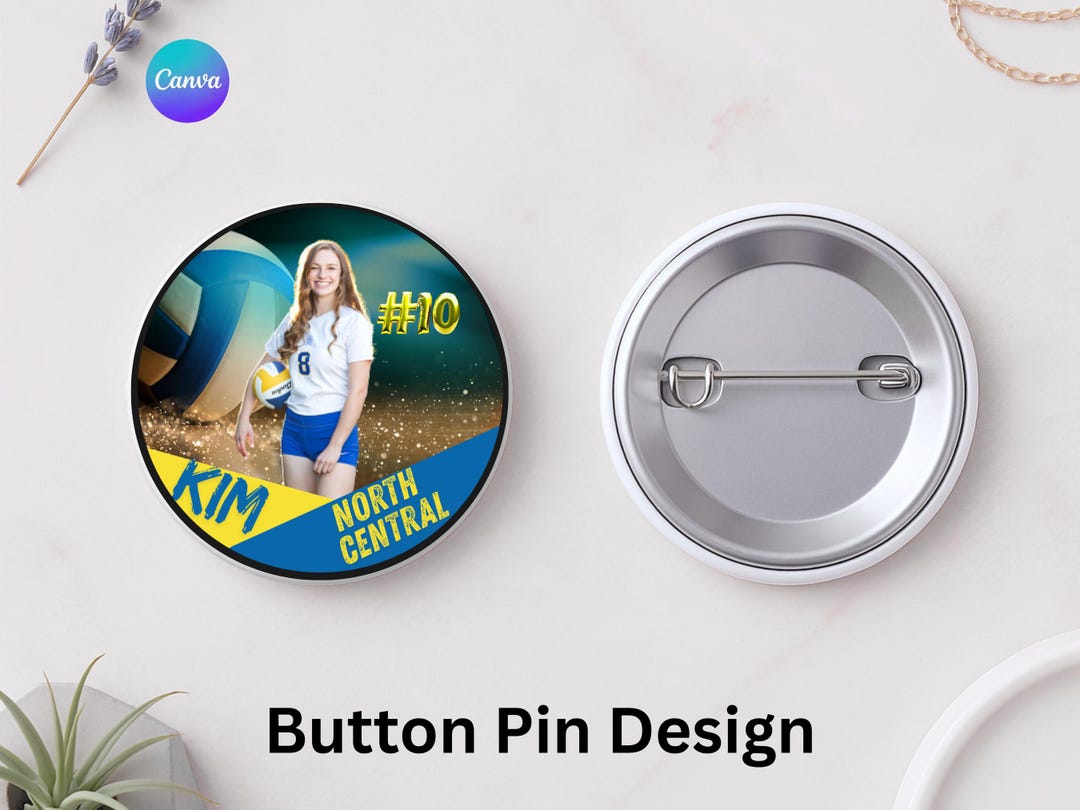 DIY Sports Button Design Template, Editable on Canva, Pin Button ...