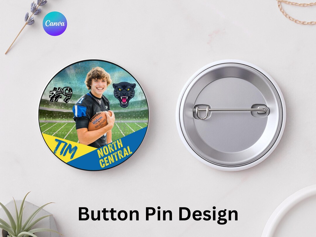 DIY Sports Button Design Template, Editable on Canva, Pin Button ...