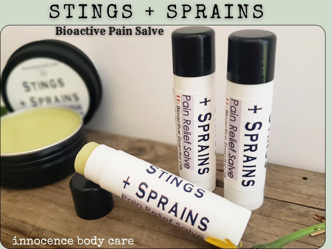 Stings & Sprains Salve FOR: Pain, Headaches, Cramps. Organic Muscle Rub ...