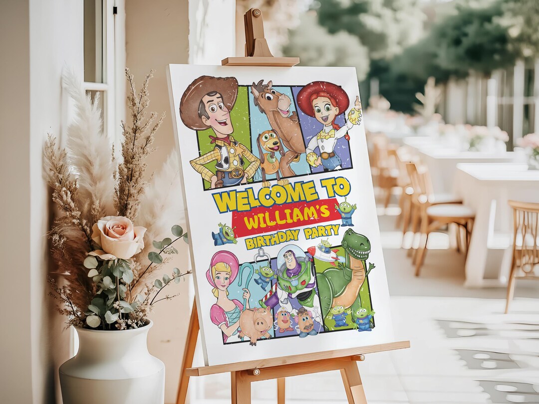 Toy Story Welcome Sign, Editable Canva Birthday Sign Template - Etsy