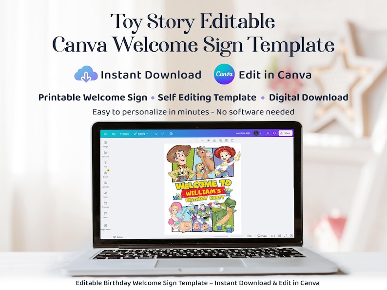 Toy Story Welcome Sign, Editable Canva Birthday Sign Template - Etsy