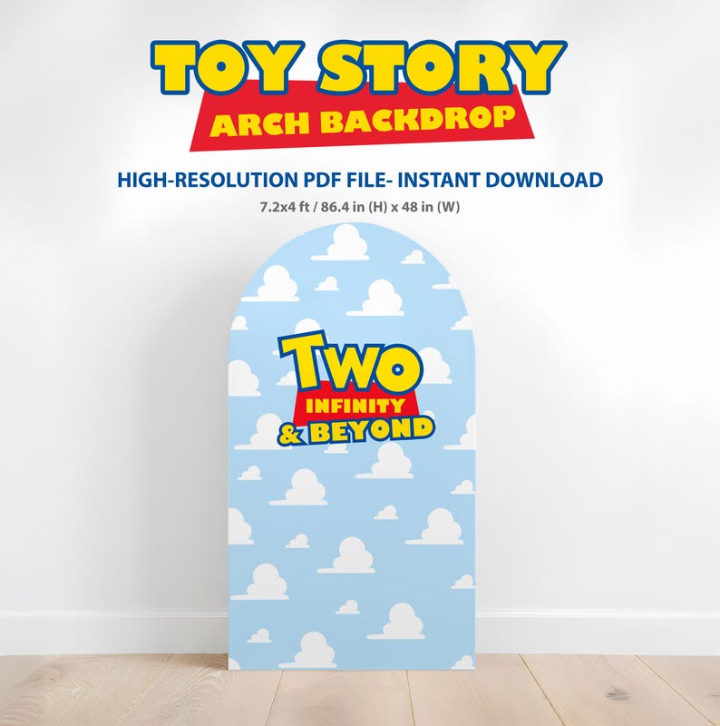 Two Infinity Birthday Backdrop, Toy Story Printable Arch Cover Photo ...