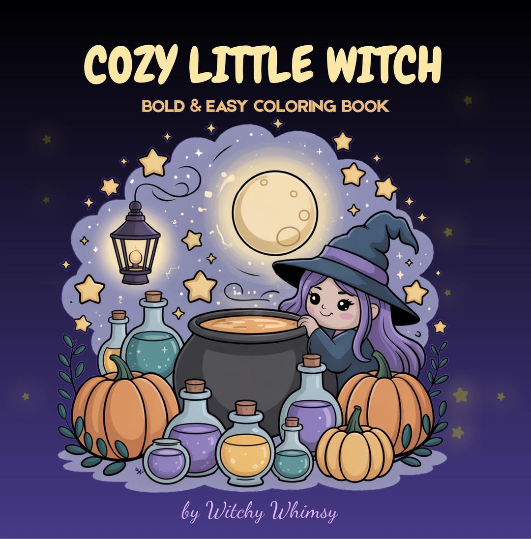 Cozy Little Witch Coloring Pages • Bold & Easy Cute Witch Printables ...