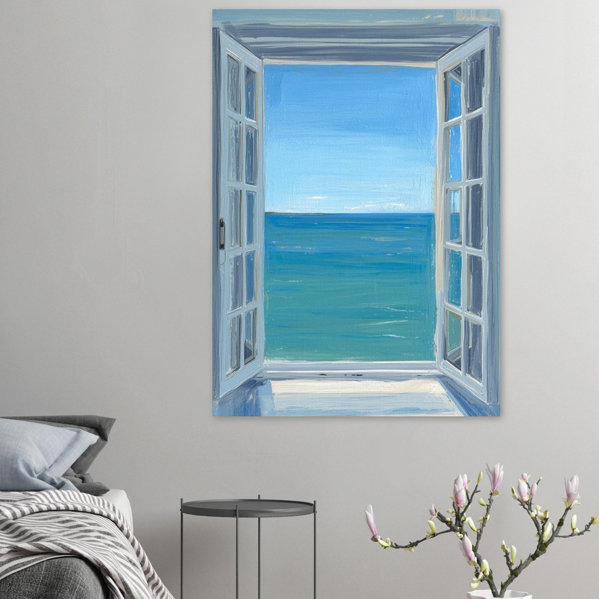 Coastal Window View Wall Art | Ocean Painting Print | Beach House Decor ...