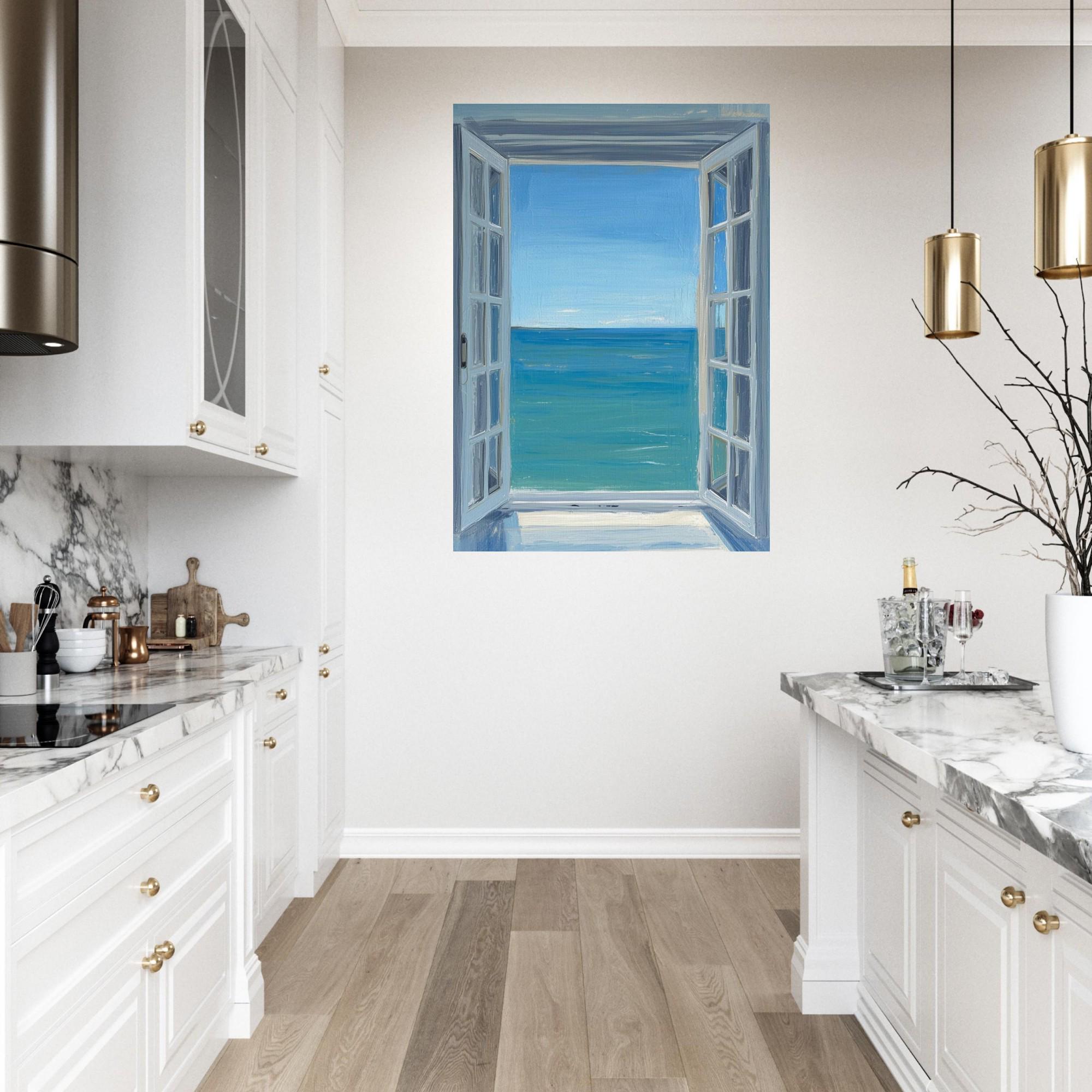 Coastal Window View Wall Art | Ocean Painting Print | Beach House Decor ...
