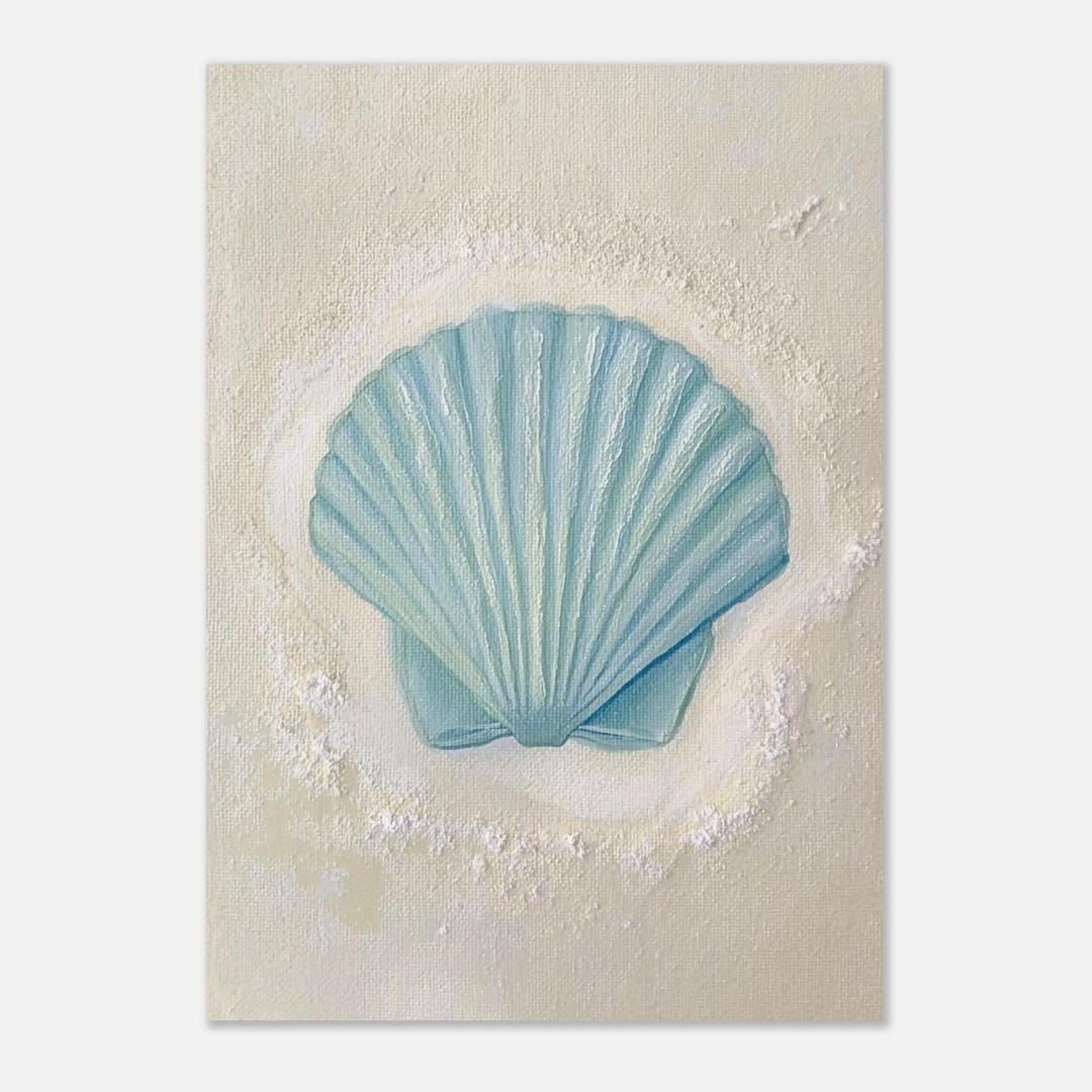 Blue Seashell Art Print | Coastal Wall Decor | Beach House Aesthetic ...