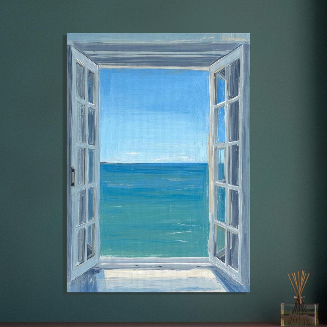 Coastal Window View Wall Art | Ocean Painting Print | Beach House Decor ...