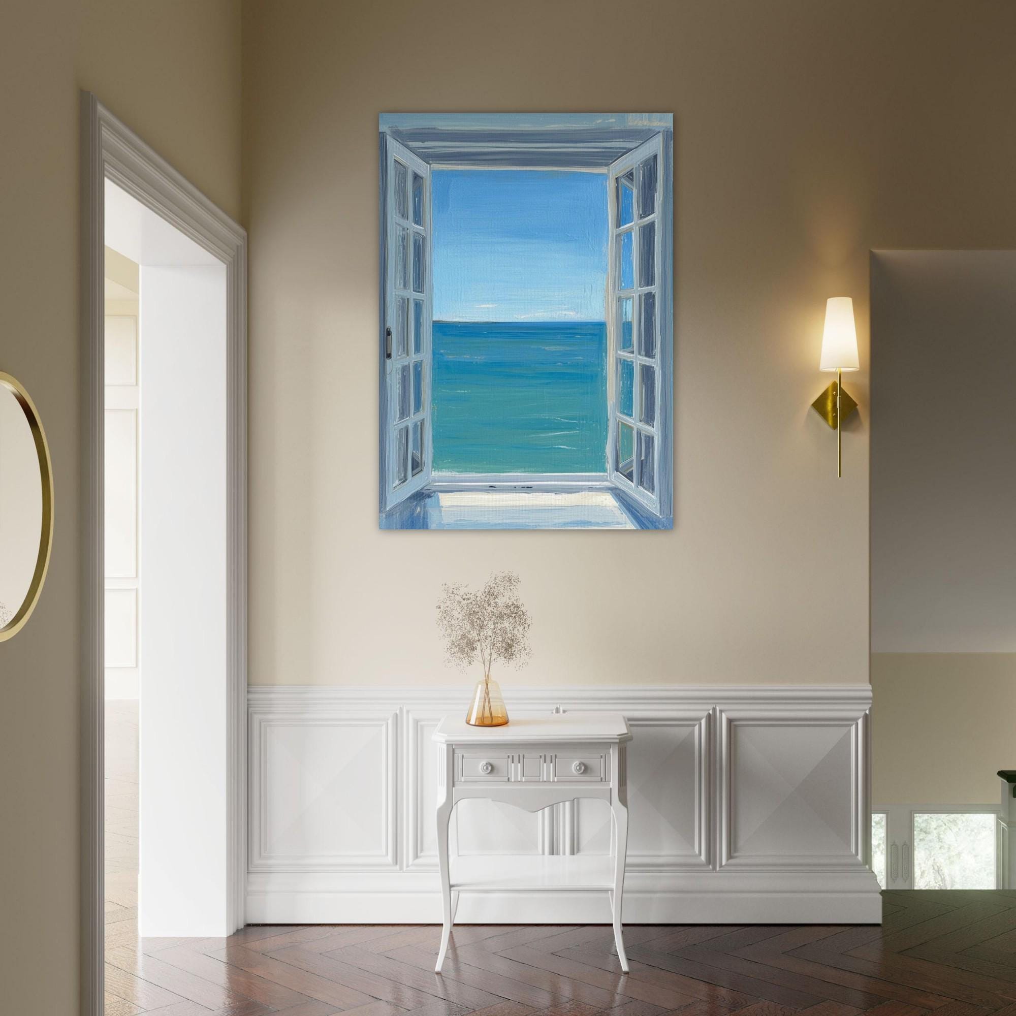 Coastal Window View Wall Art | Ocean Painting Print | Beach House Decor ...