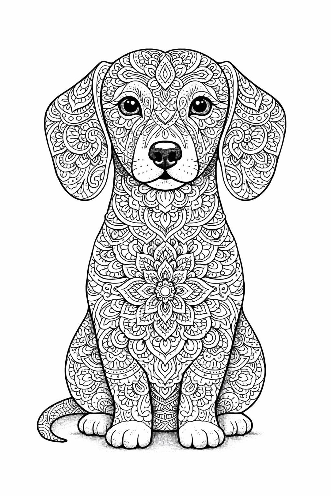 Dachshund Mandala Coloring Page Printable | Intricate Dog Design ...