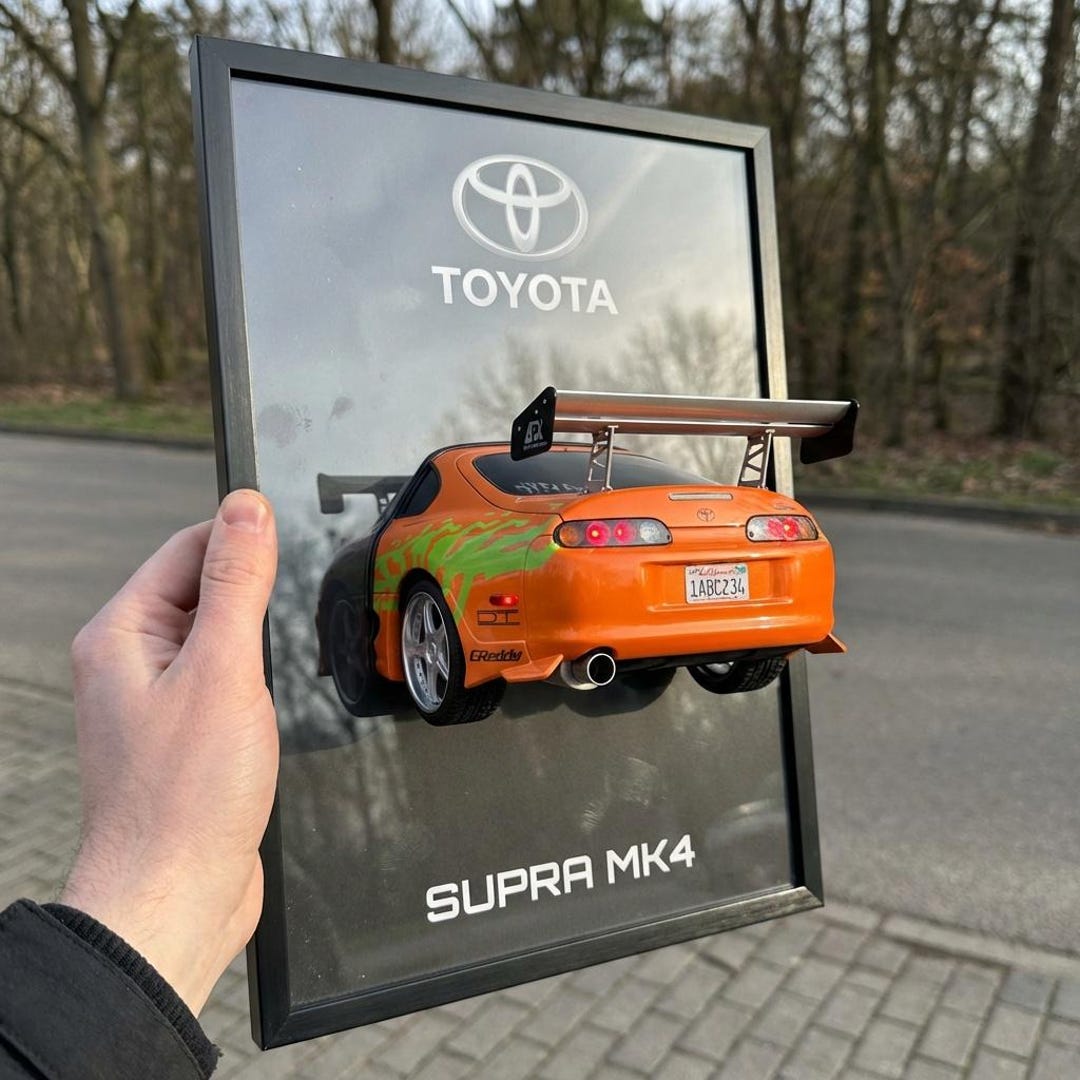 Toyota Supra MK4 3D Wall Frame With LED Headlights – Metal JDM Display ...