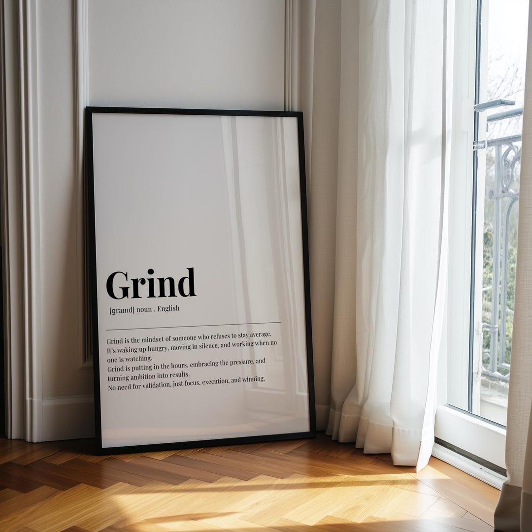 Grind Definition Print, Motivational Wall Art, Dictionary Meaning ...