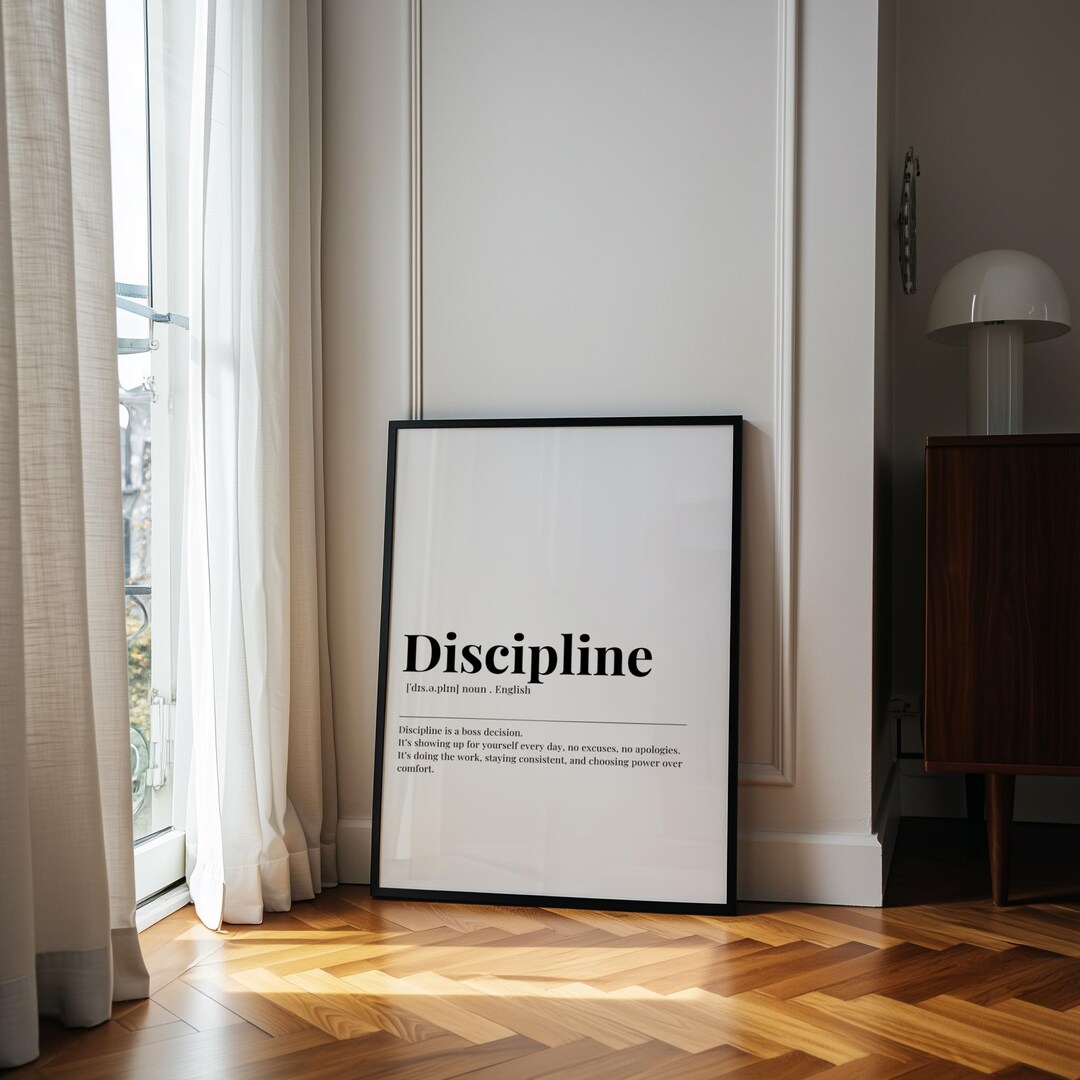 Framed Discipline Definition, Black Metal Frame, Ready to Hang Gym Art ...