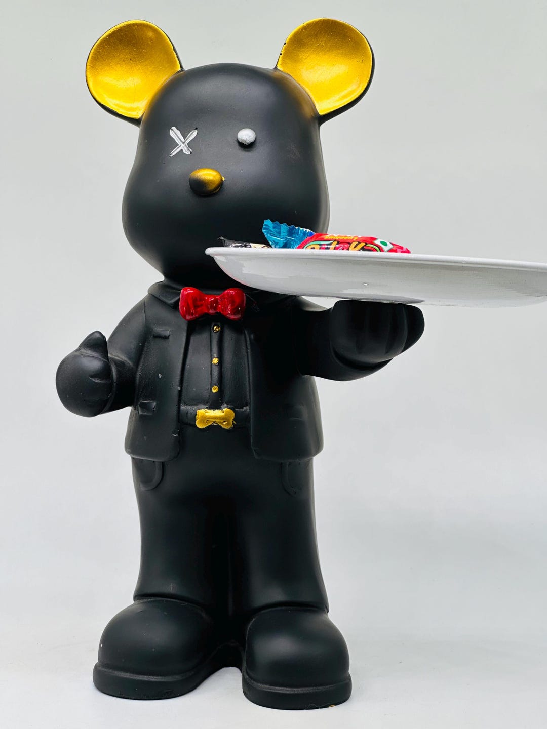 Black & Gold Bear Butler Tray Statue | Luxury Teddy Server Figurine ...