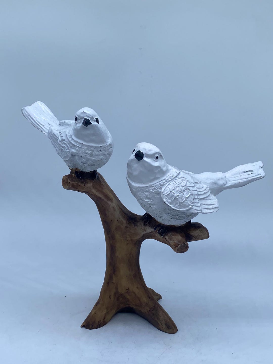 White Bird Couple Figurine on Tree Branch | Love Birds Statue | Home ...