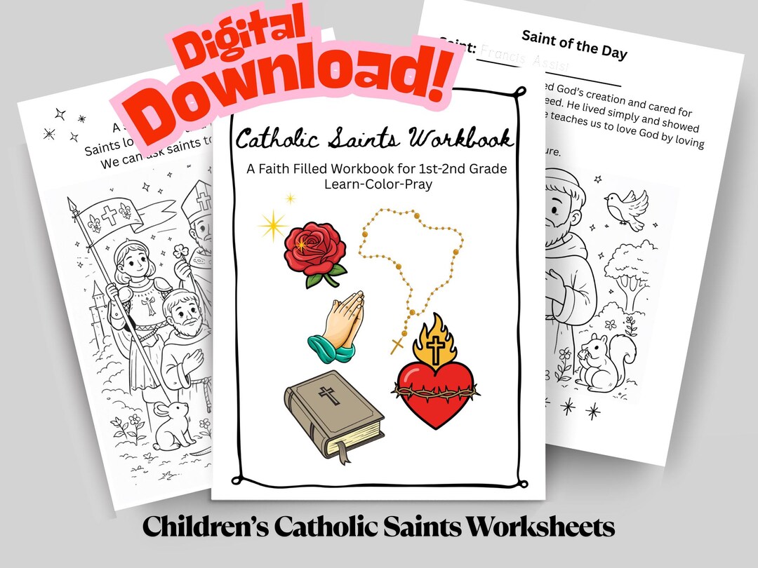 Catholic Saints Workbook for Kids | Religion Printable (digital ...