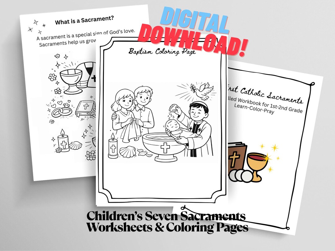 Catholic Seven Sacraments Activity Workbook | Coloring Pages (digital ...