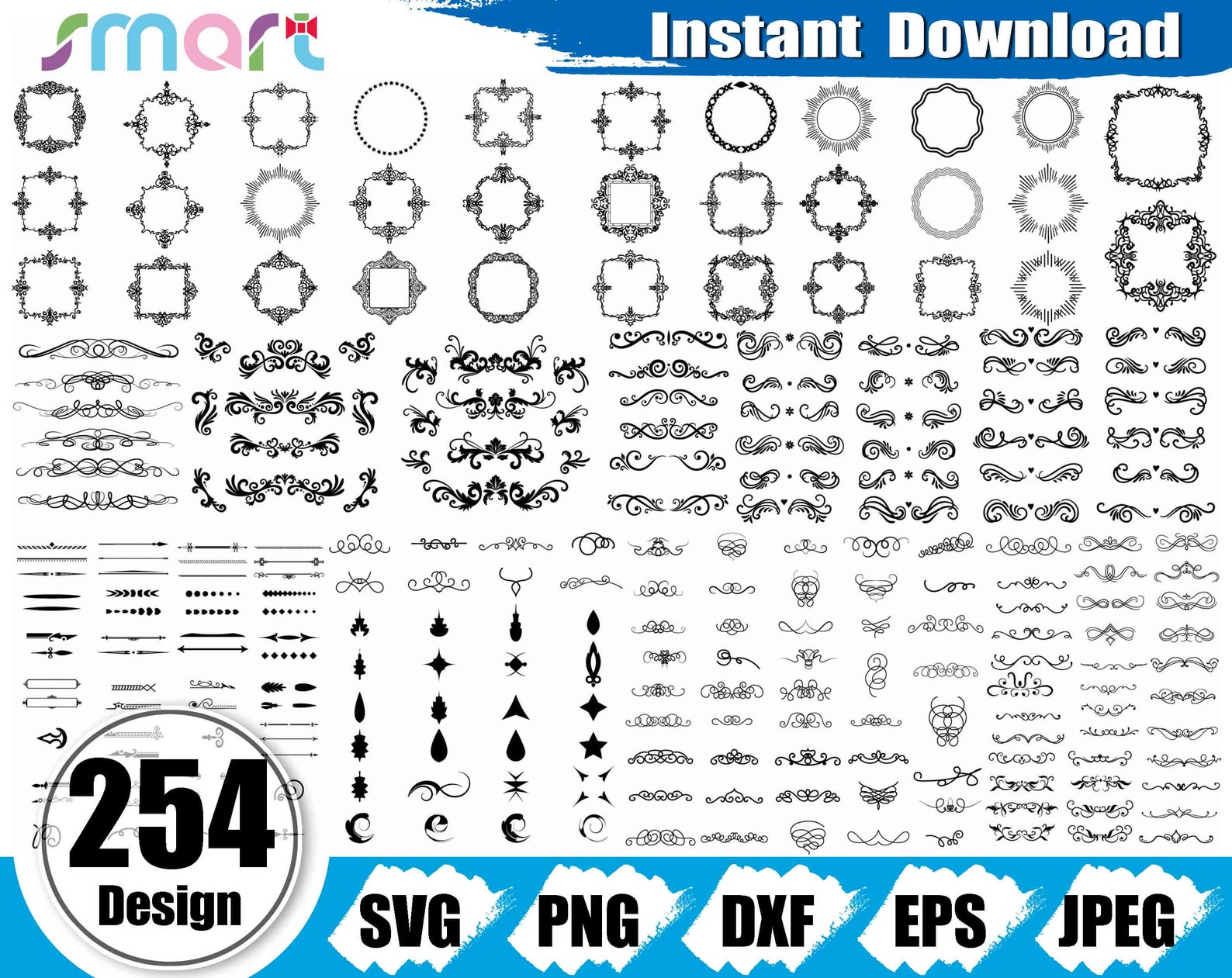 Classical Separator Svg Bundleline Frame Svgwreath - Etsy