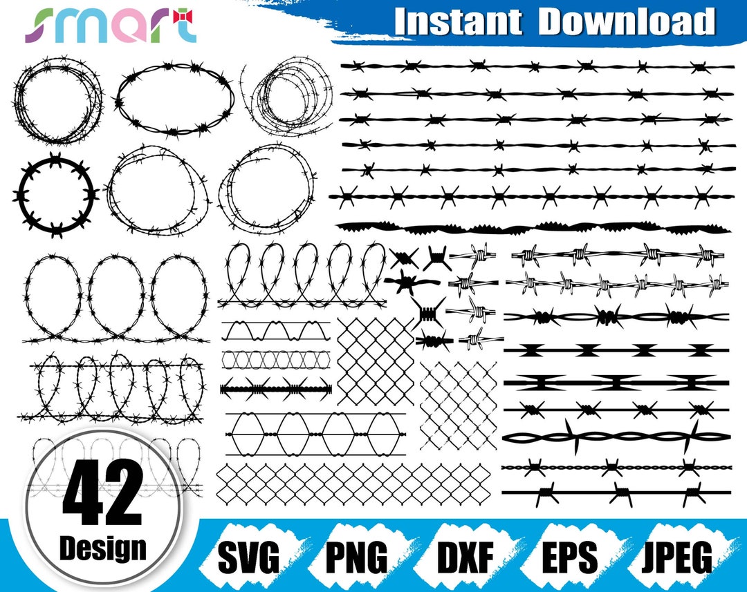 Barbed Wire Svg Bundle,fence Fencing Svg,barbed Wire Vector Clipart Svg ...