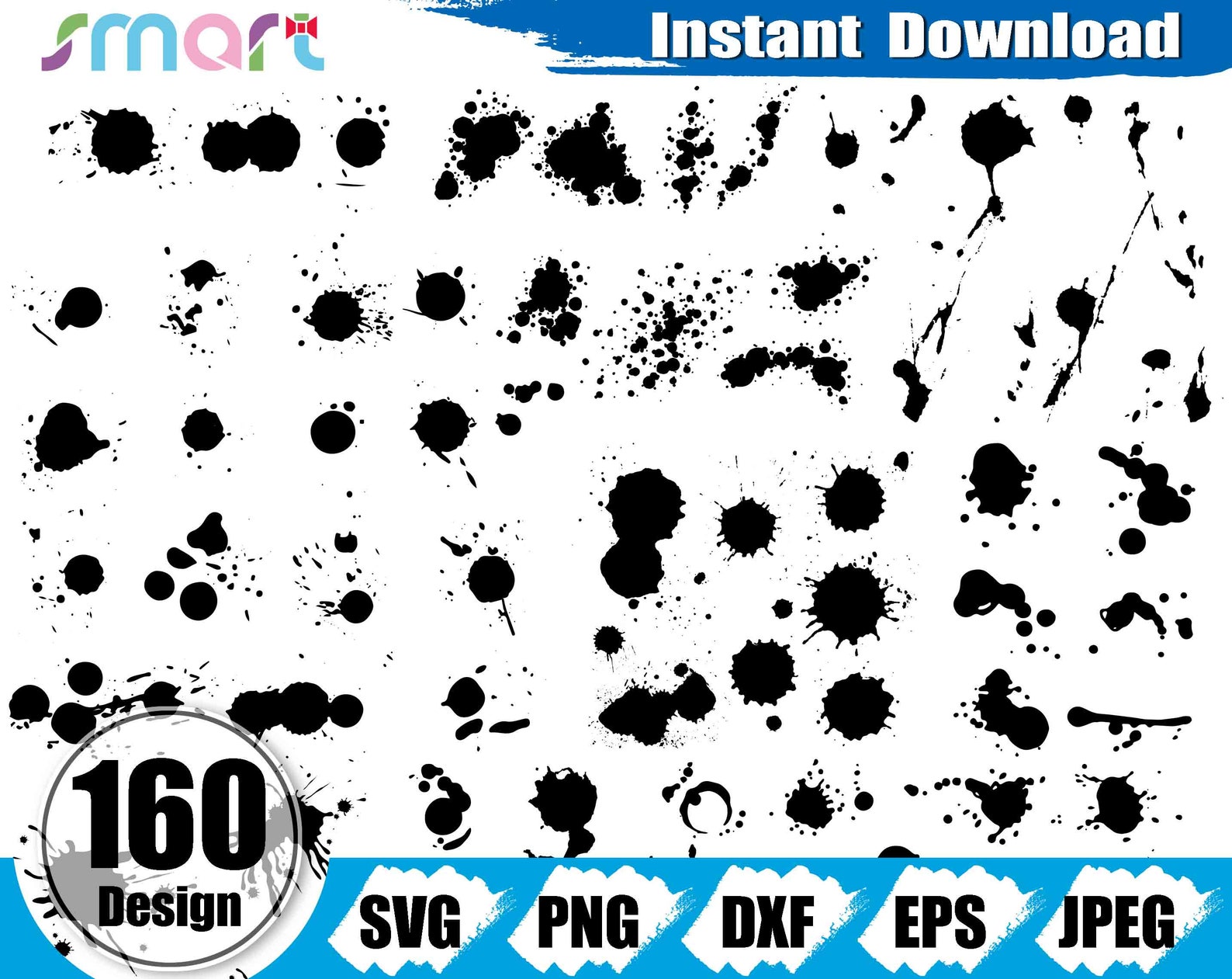 Paint Splatter Svg Bundle,ink Splatter Svg,paint Splatter Clipart ...