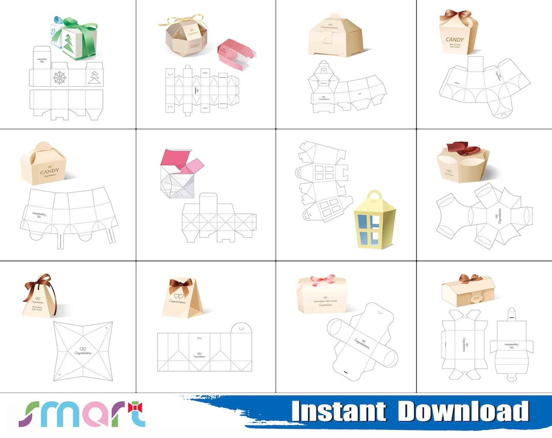 Polygon Gift Box Svg, Christmas Box Svg, Box Template Svg Bundle, Png ...
