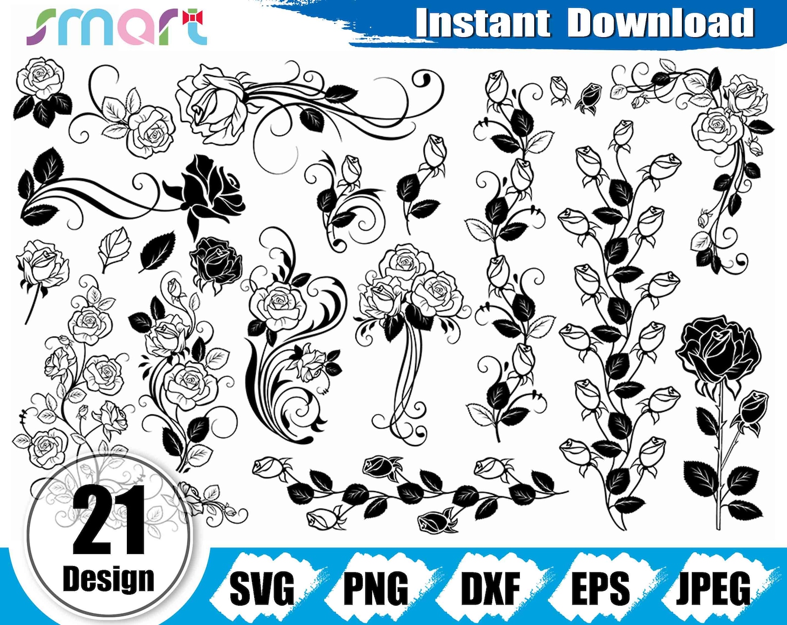 Rose Frame SVG Bundlerose Corner Frame Svgrose Border | Etsy Canada