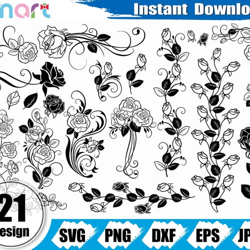 Rose Frame SVG Bundlerose Corner Frame Svgrose Border - Etsy