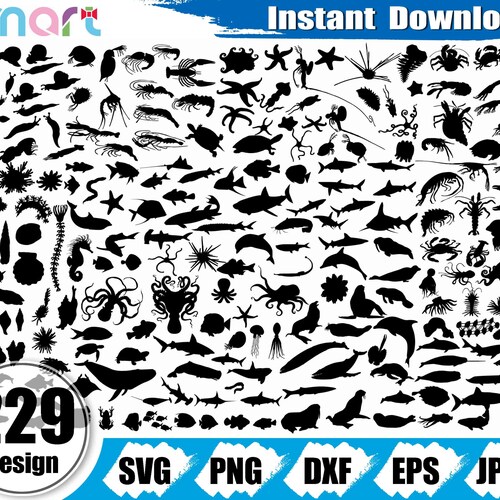 Ocean Animals Svg Bundlesea Animal Svgoctopus Jellyfish - Etsy