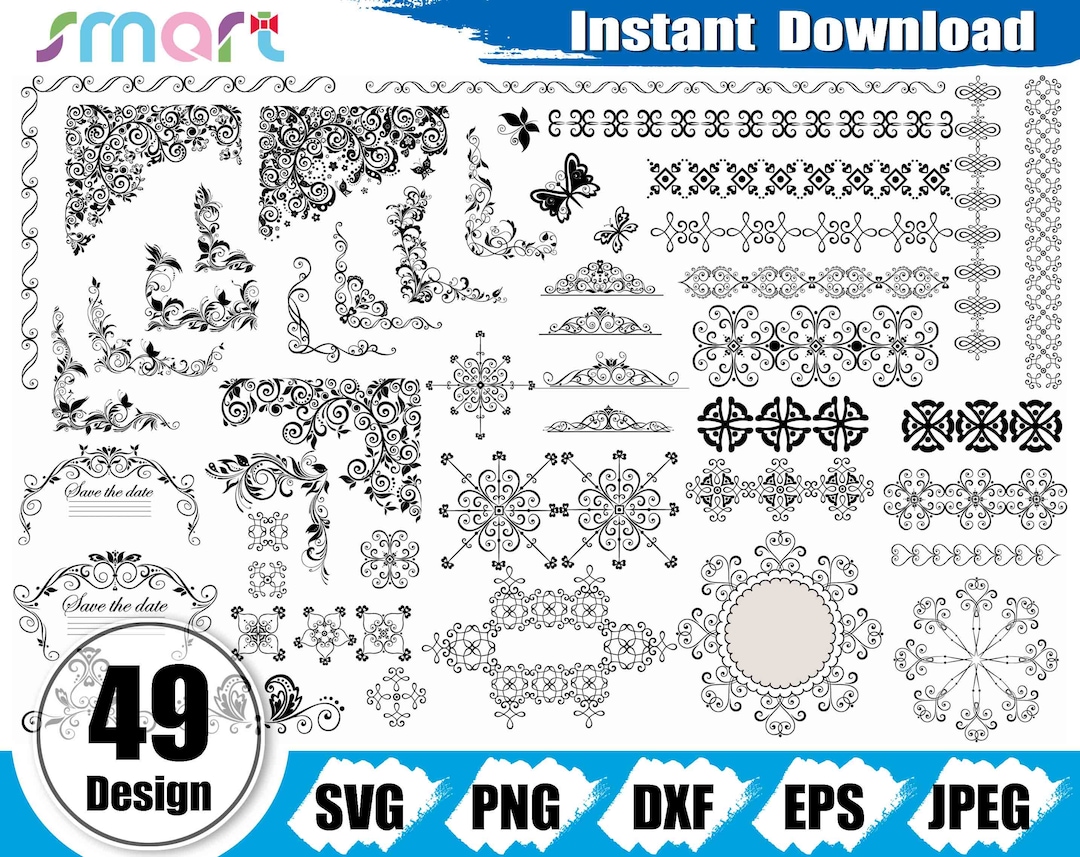 Lace Frame Svg Bundle Corner Frame Svg Border Pattern Svg Separator Svg