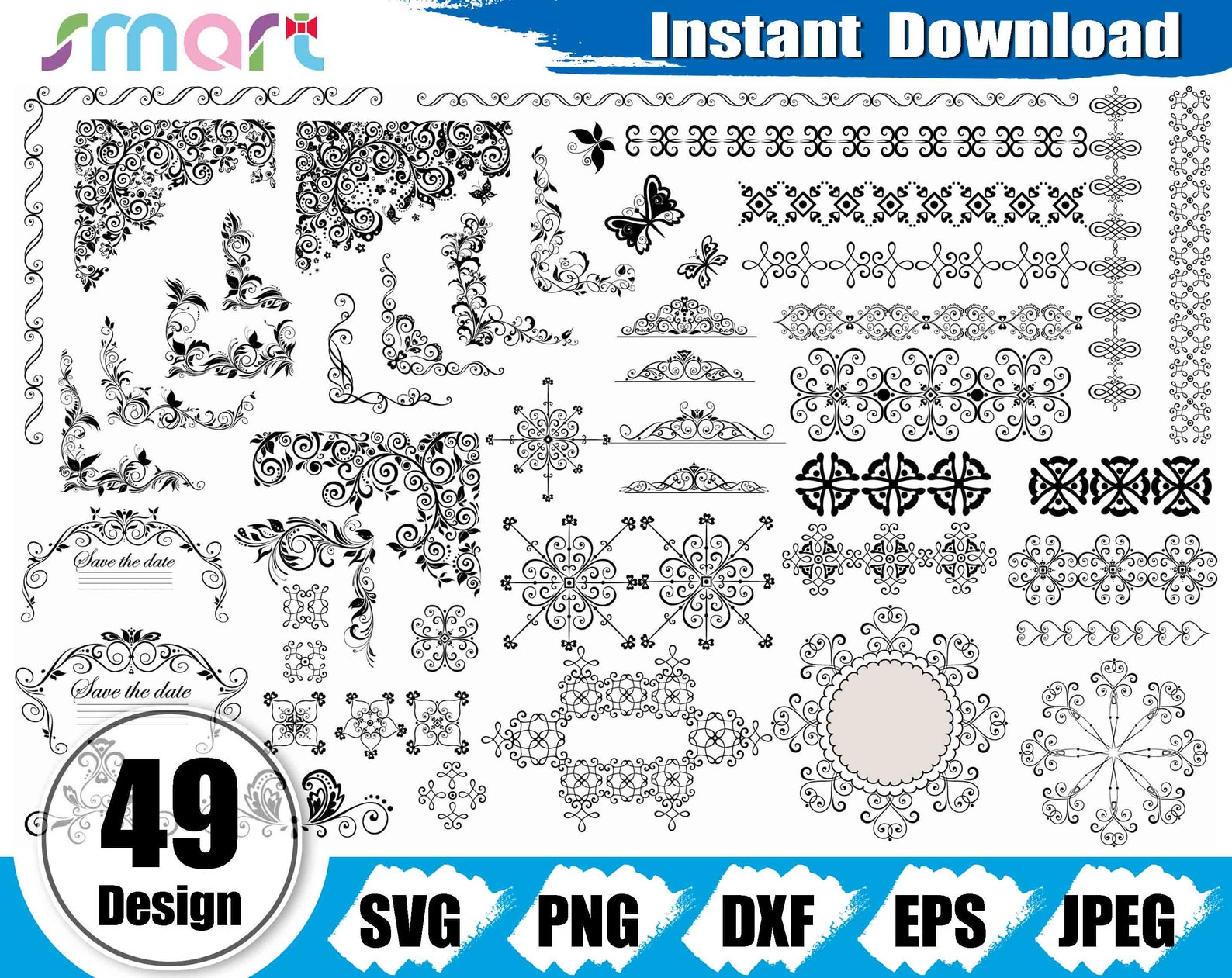 Lace Frame Svg Bundle,corner Frame Svg,border Pattern Svg,separator Svg ...