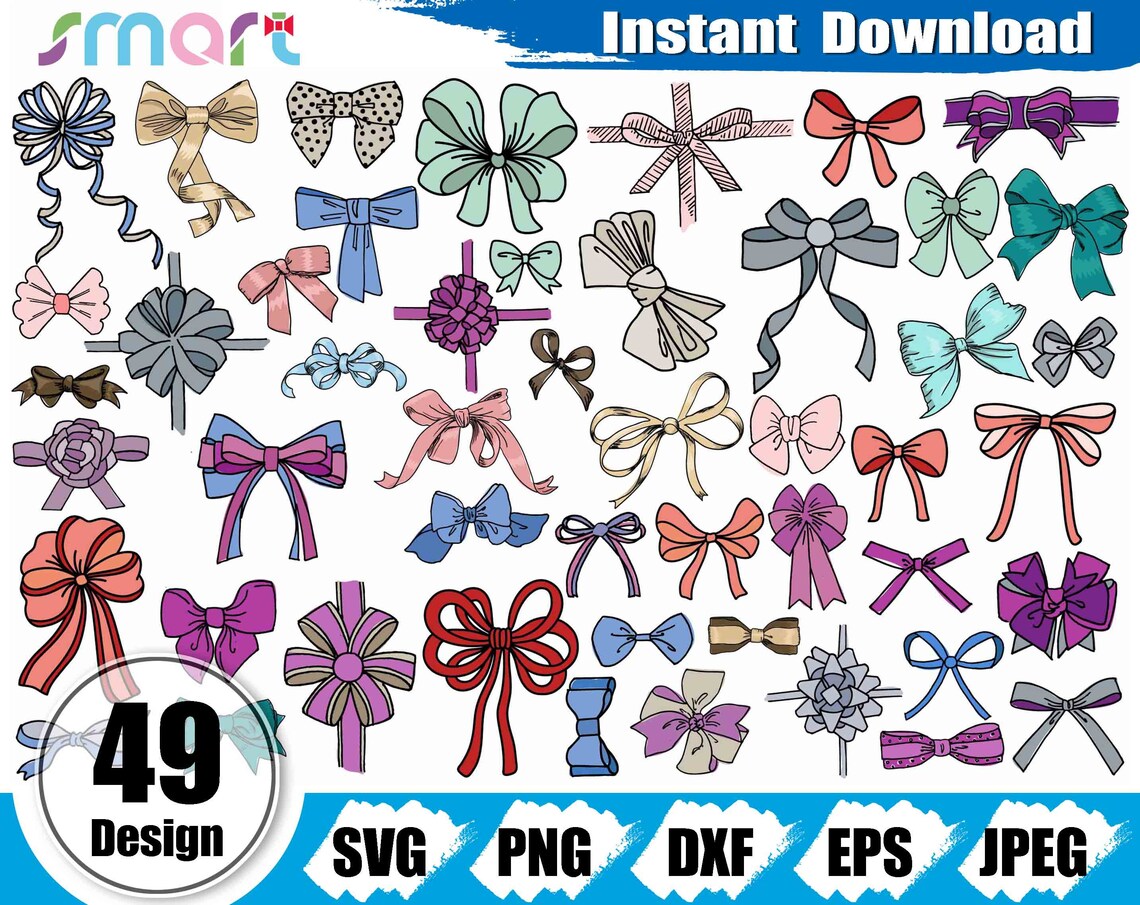Colorful Bow Svg Bundledot Hair Bow Svggift Bow Svgribbon - Etsy