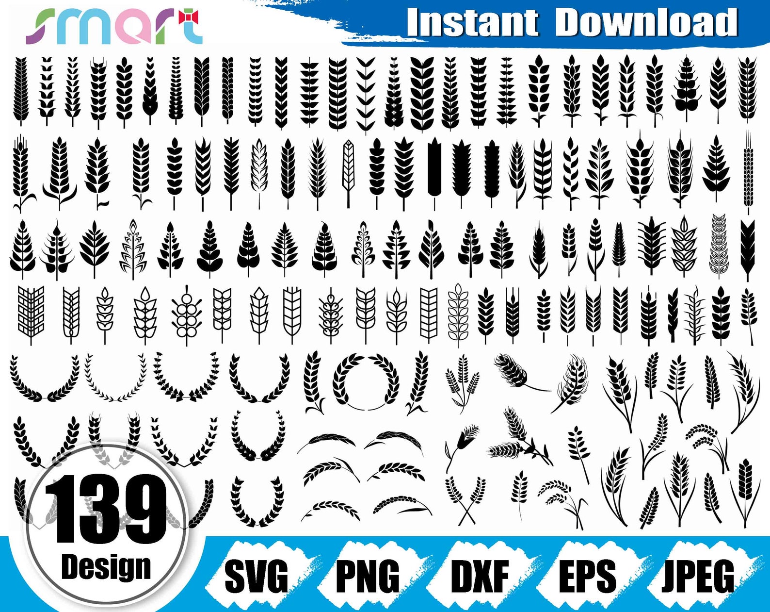 Grain Svg Bundlewheat Svgbarley Svggrain Wheat Clipart - Etsy