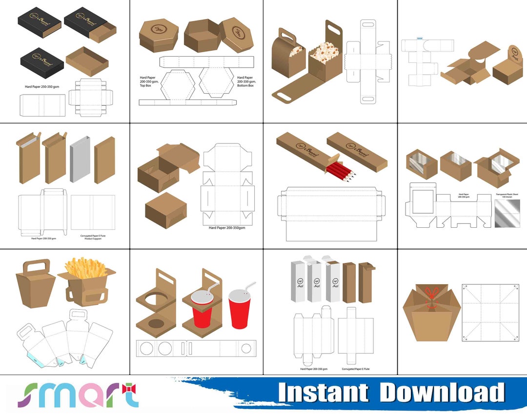 Popcorn Box Svg, French Fries Box Svg, Drink Box Svg, Template Svg ...