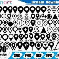 Map Pin SVG Bundle: Travel Location Markers, Cricut & Silhouette Cut ...