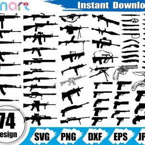 Gun Svg Bundlearmy Svgweapon Svgpistol Svgdagger Svggun | Etsy