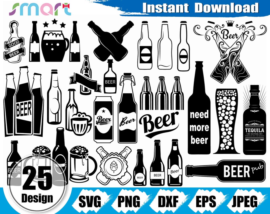 Beer Bottle Svg Bundle,beer Svg,beer Lover Svg,beer Mug Svg Clipart ...