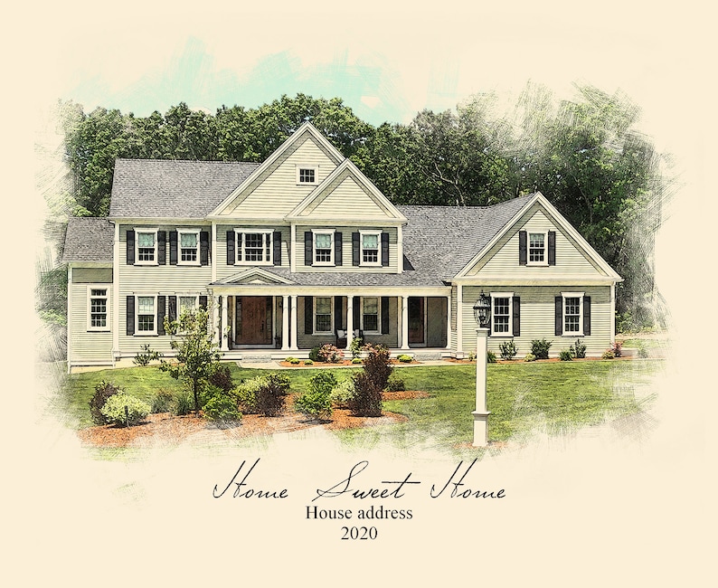 Custom Color Pencil House Portrait Color Pencil House - Etsy