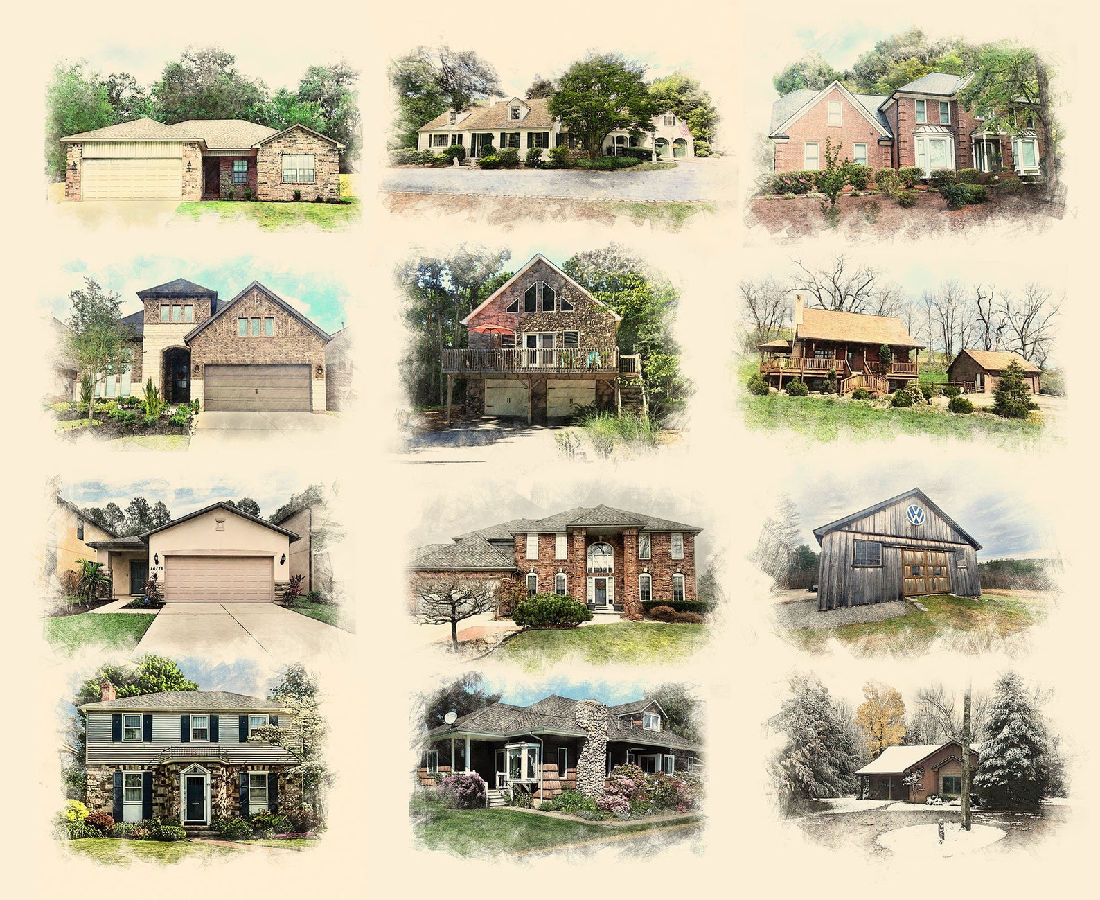 Custom Color Pencil House Portrait Color Pencil House - Etsy