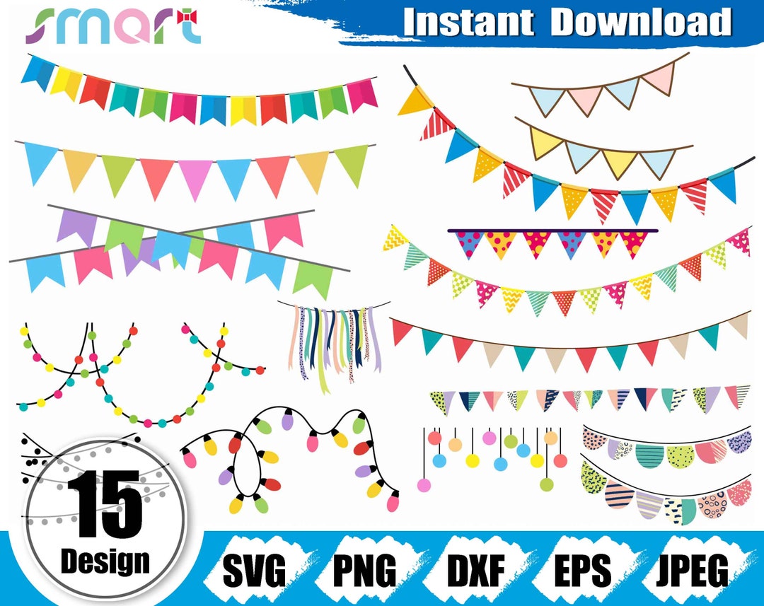 Bunting Banner Svg Bundle,flag Svg,party Banner Svg,bunting Banner ...