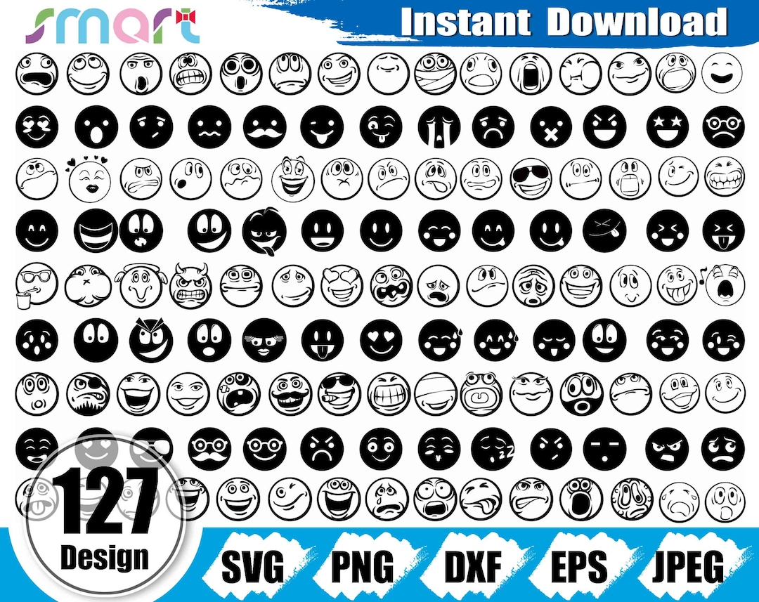 Emoji Face Svg Bundle,smiley Crying Face Svg,emoji Clipart Vector Svg ...