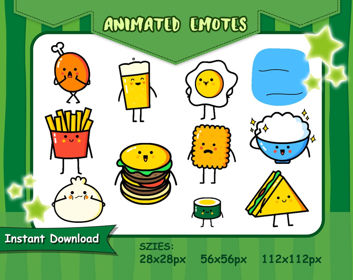 Animated Food Emotes: Twitch, Discord, GIF Emote Pack (digital Download ...