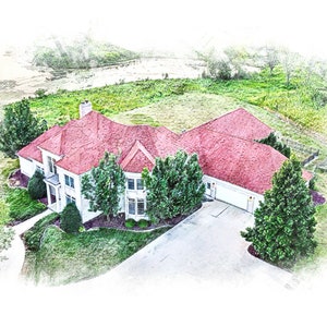 Color Pencil House Portrait, Custom Housewarming Gift, Personalized ...