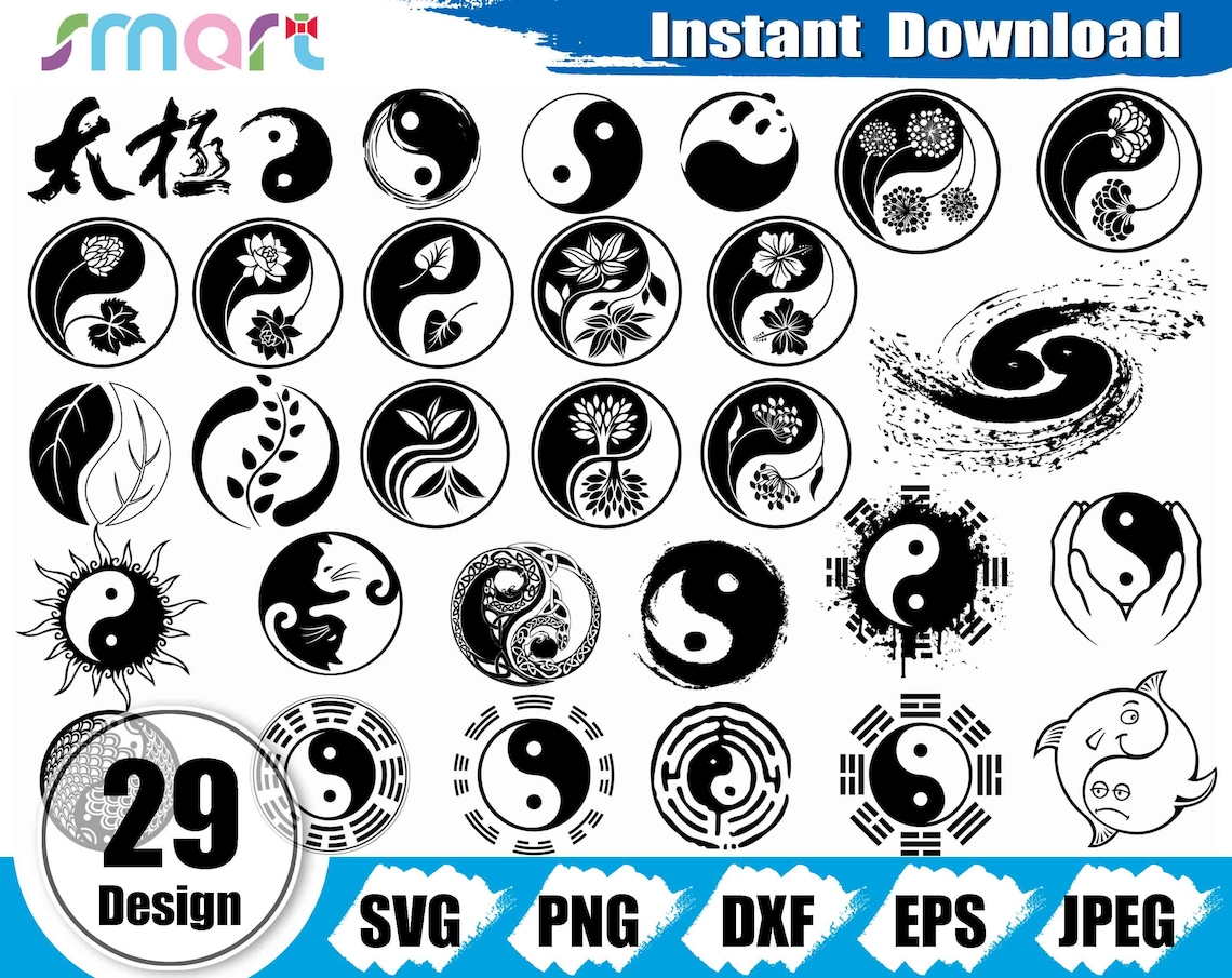 Yin Yang Svg Bundletaoism Svgtai Chi Svgyin Yang Clipart - Etsy
