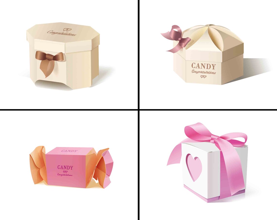 Candy Box Svg, Heart Shaped Box Svg, Box Template Svg Bundle, Polygon ...