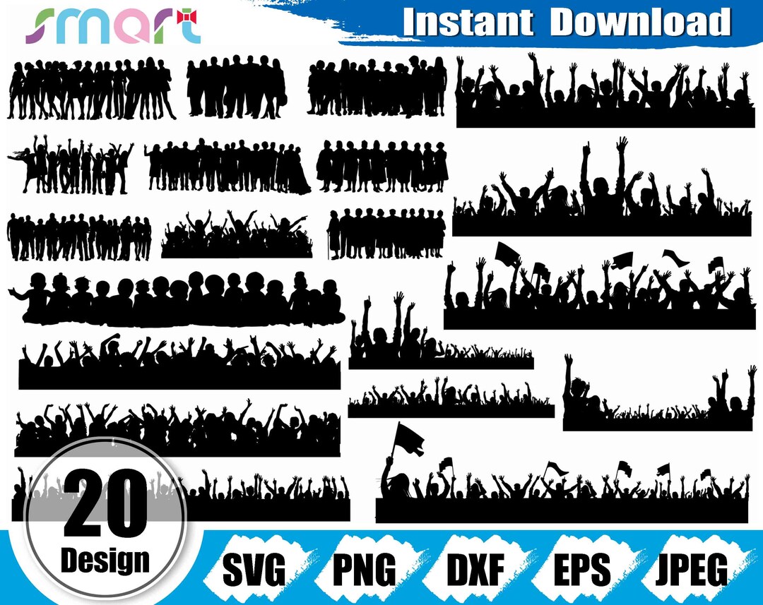 People Human Groups Svg Bundle,cheering Crowd Svg,kids Groups Svg ...