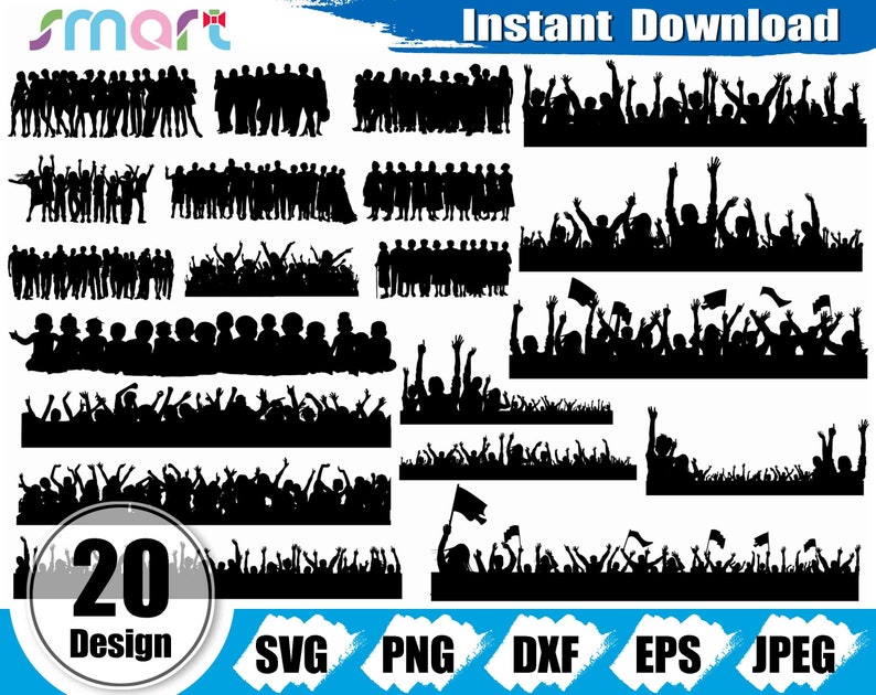 People Human Groups Svg Bundle,cheering Crowd Svg,kids Groups Svg ...