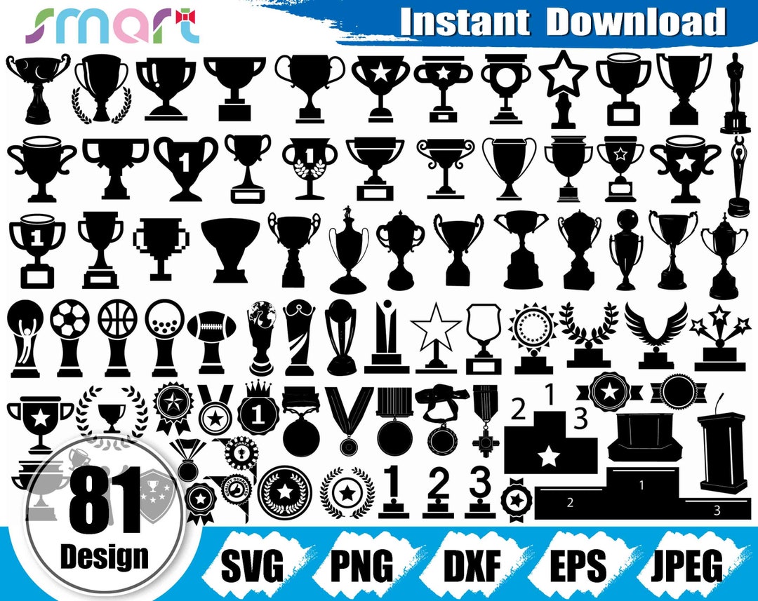 Trophy Svg Bundle,medals Svg,podium Svg,badge Svg,trophy Clipart Vector ...