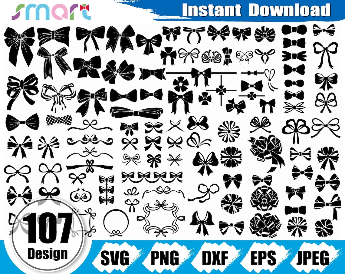 Bow Svg Bundle,hair Bow Svg,gift Bow Svg,ribbon Bow Svg Clipart Vector ...