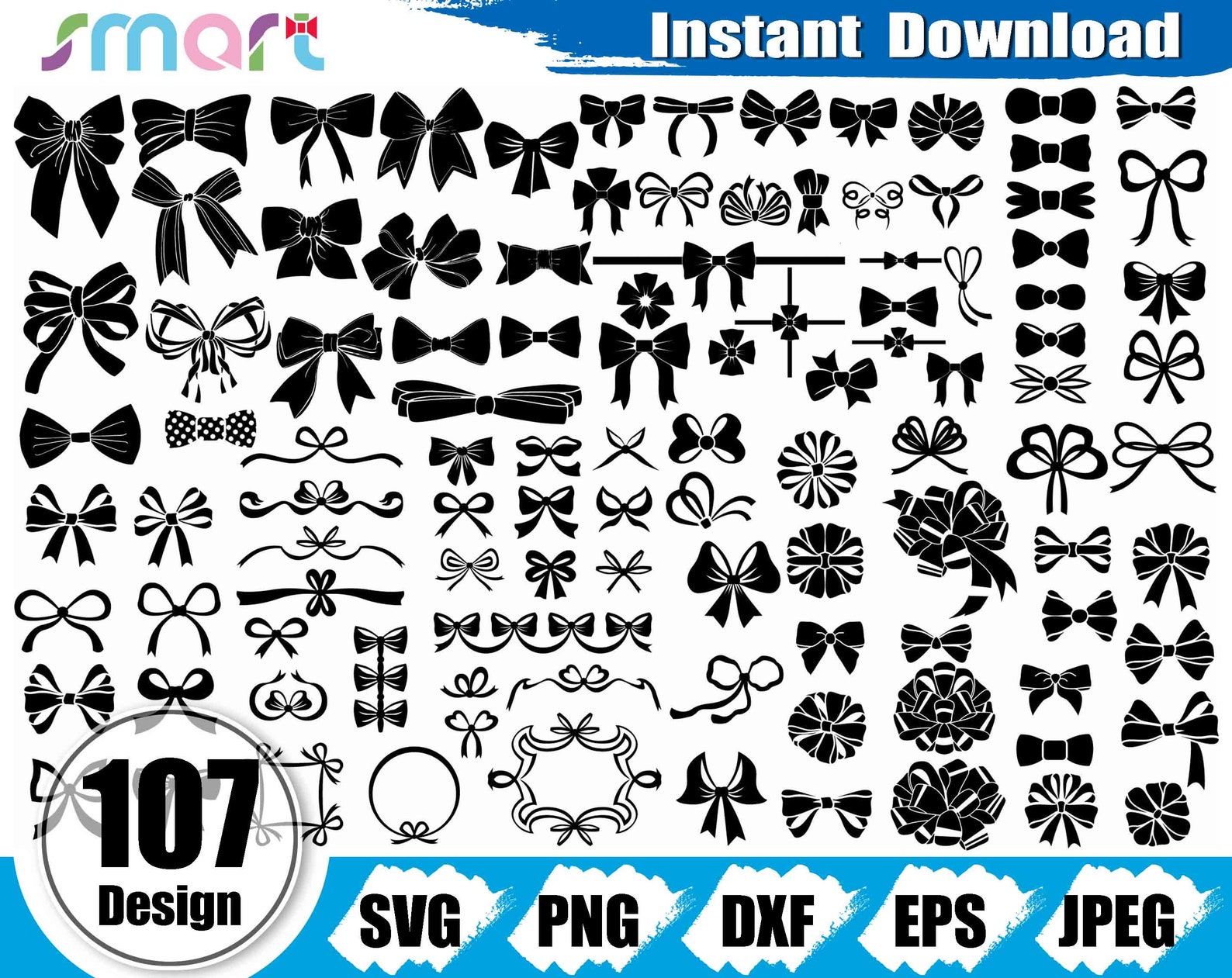 Bow Svg Bundle,hair Bow Svg,gift Bow Svg,ribbon Bow Svg Clipart Vector ...