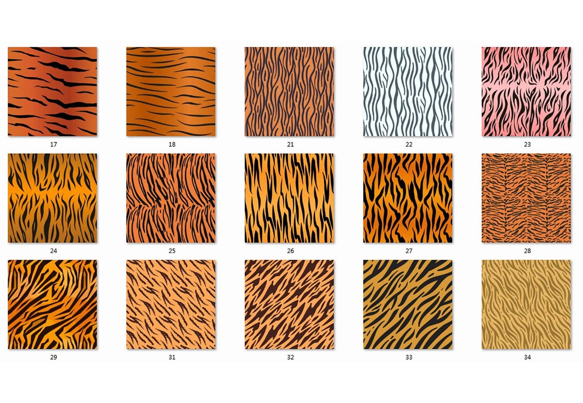 Tiger Stripes Digital Paper: 30 Animal Print Backgrounds (digital ...