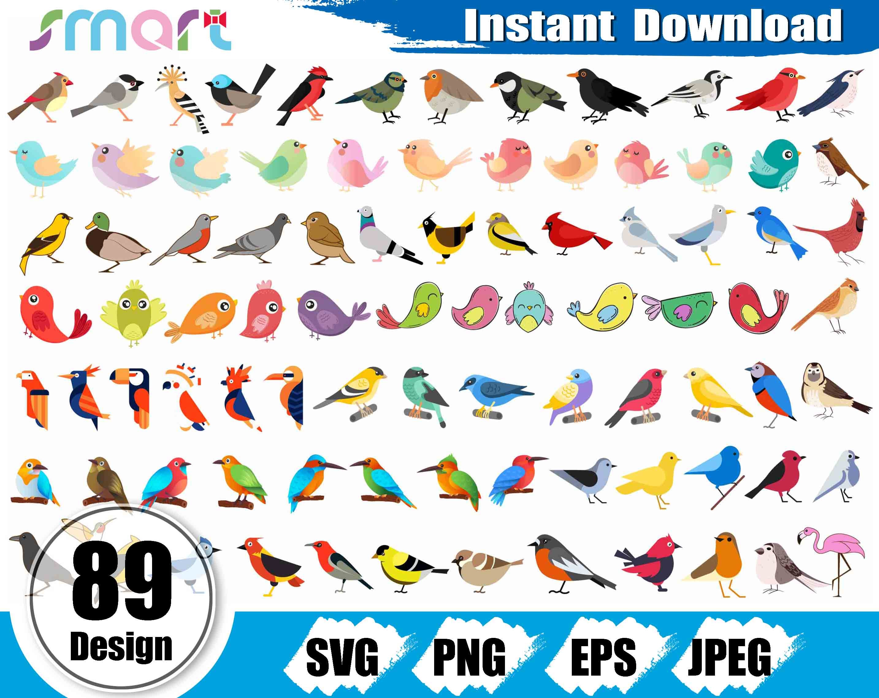 Cute Bird Svg Bundle,bird Svg,bird on a Branch Svg Clipart Vector Png ...